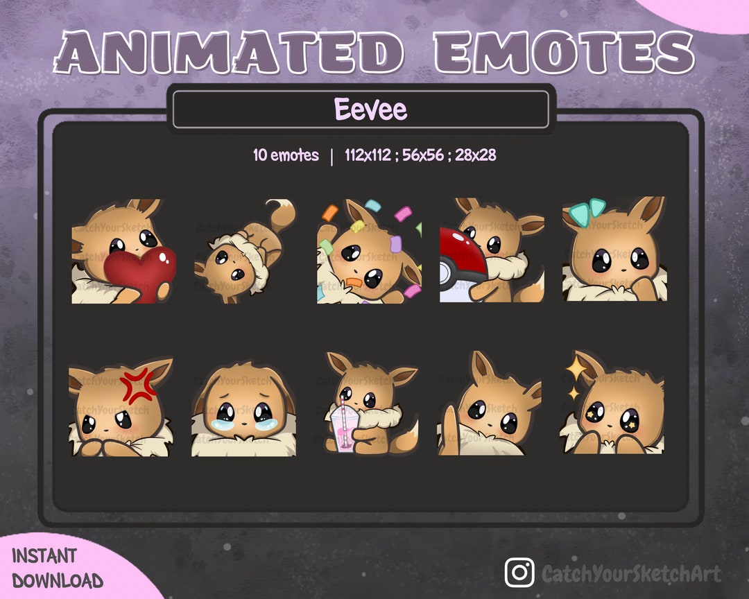 ANIMATED Eevee Emotes L 10 Emotes L Animated & Static L - Etsy