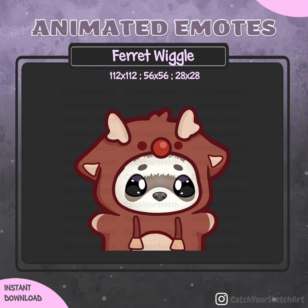 Animated Ferret Wiggle Emote – Christmas Chibi Animal for Twitch and ...