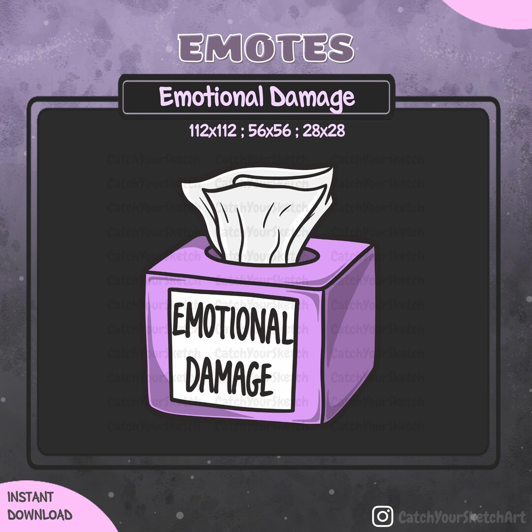 EMOTIONAL DAMAGE Emote | Emote Gaming / Tissue / Damage / Box | for ...