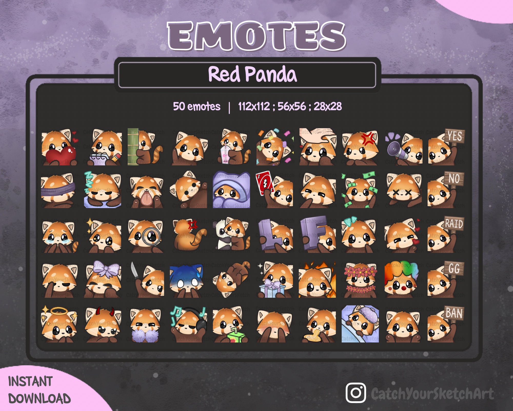 MEGA PACK Red Panda Emotes L 50 Emotes L Twitch and Discord L - Etsy Canada