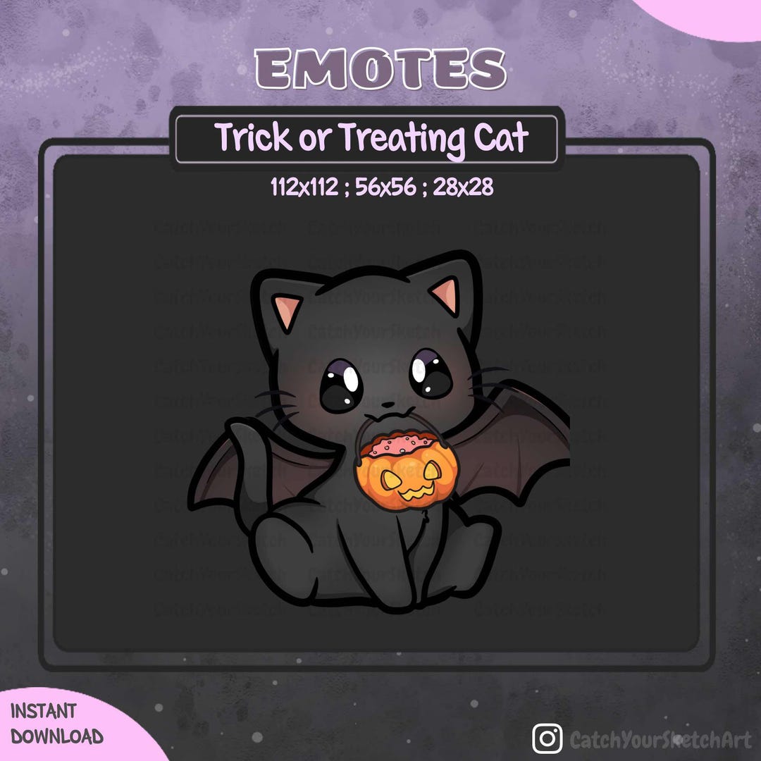 Cute Cat Trick or Treat Emote | Cat Emote Fall / Autumn / Halloween ...