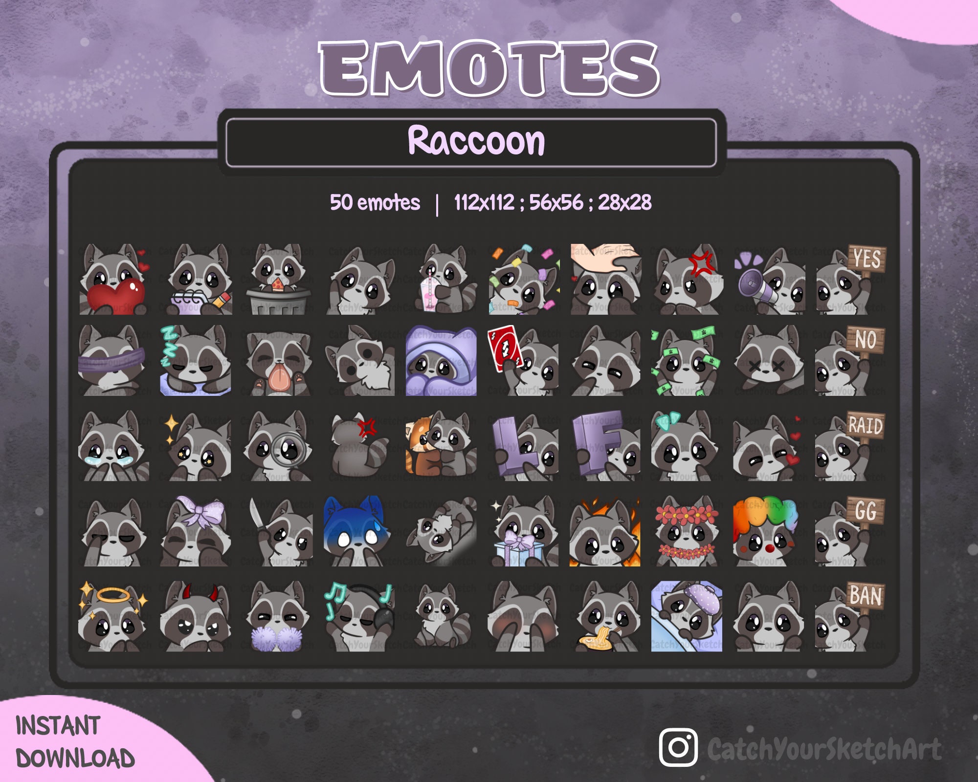 MEGA PACK Raccoon Emotes L 50 Emotes L Twitch and Discord L - Etsy