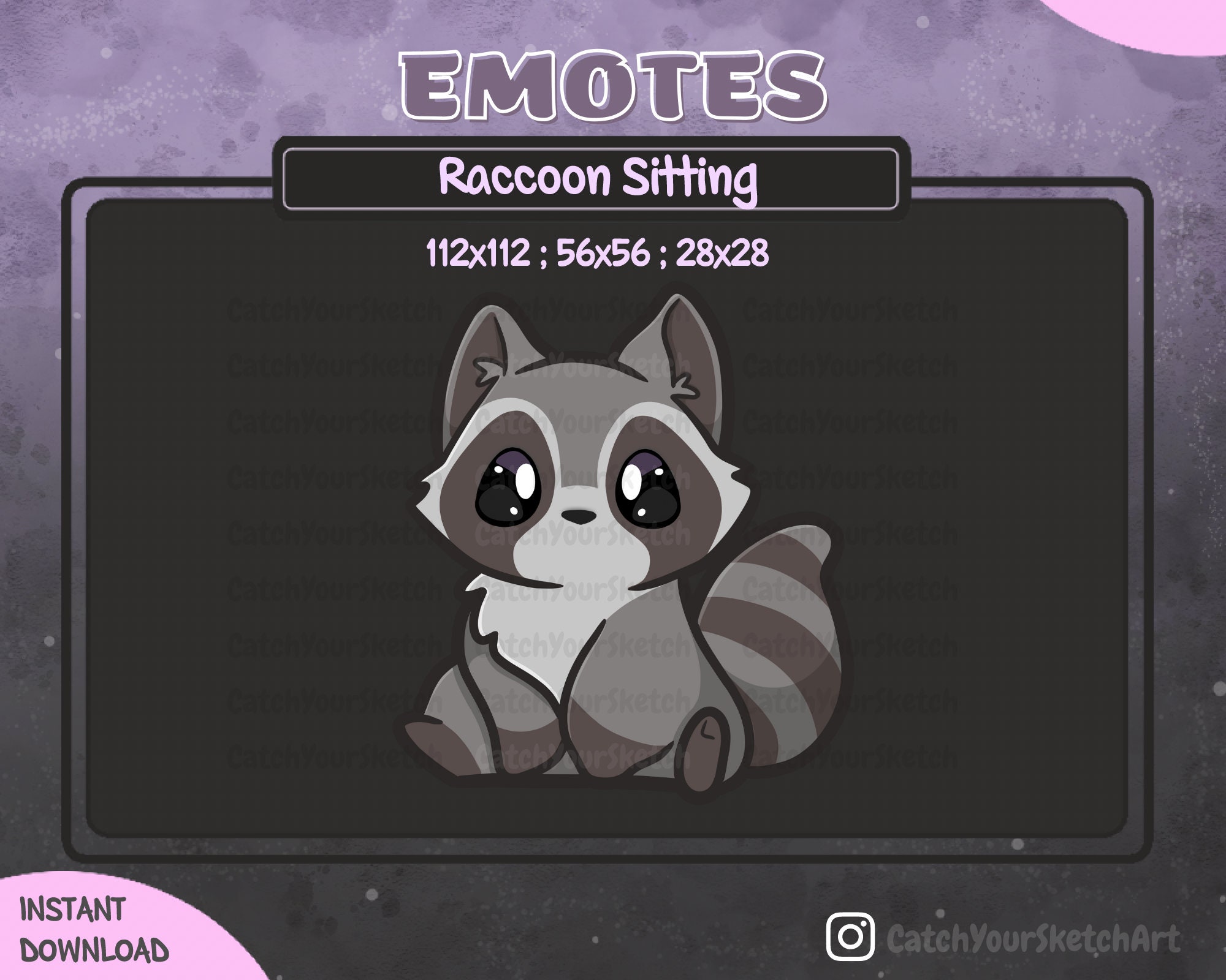 Cute Raccoon Sitting Emote for Twitch Discord and More - Etsy UK