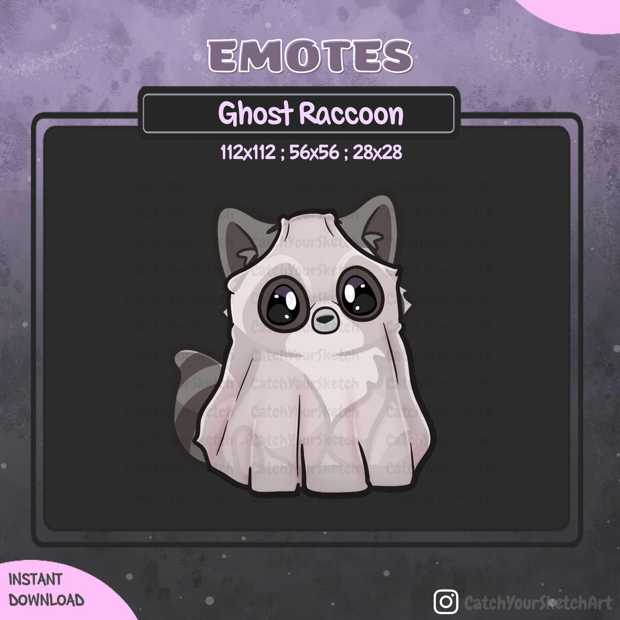 Cute Ghost Raccoon Emote | Raccoon Emote Fall / Autumn / Halloween ...