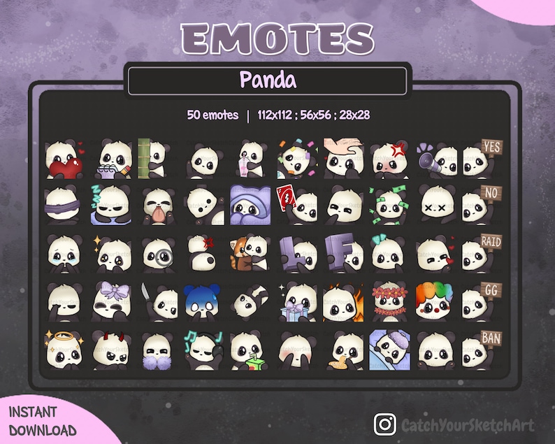 MEGA PACK Panda Emotes L 50 Emotes L Twitch and Discord L Digital Files ...
