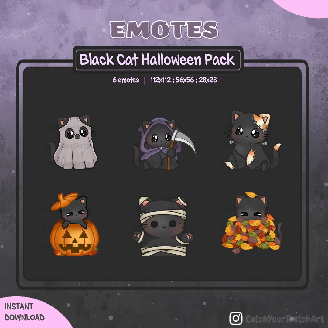 HALLOWEEN PACK Black Cat Emotes l 6 Emotes l For Twitch & Discord l ...