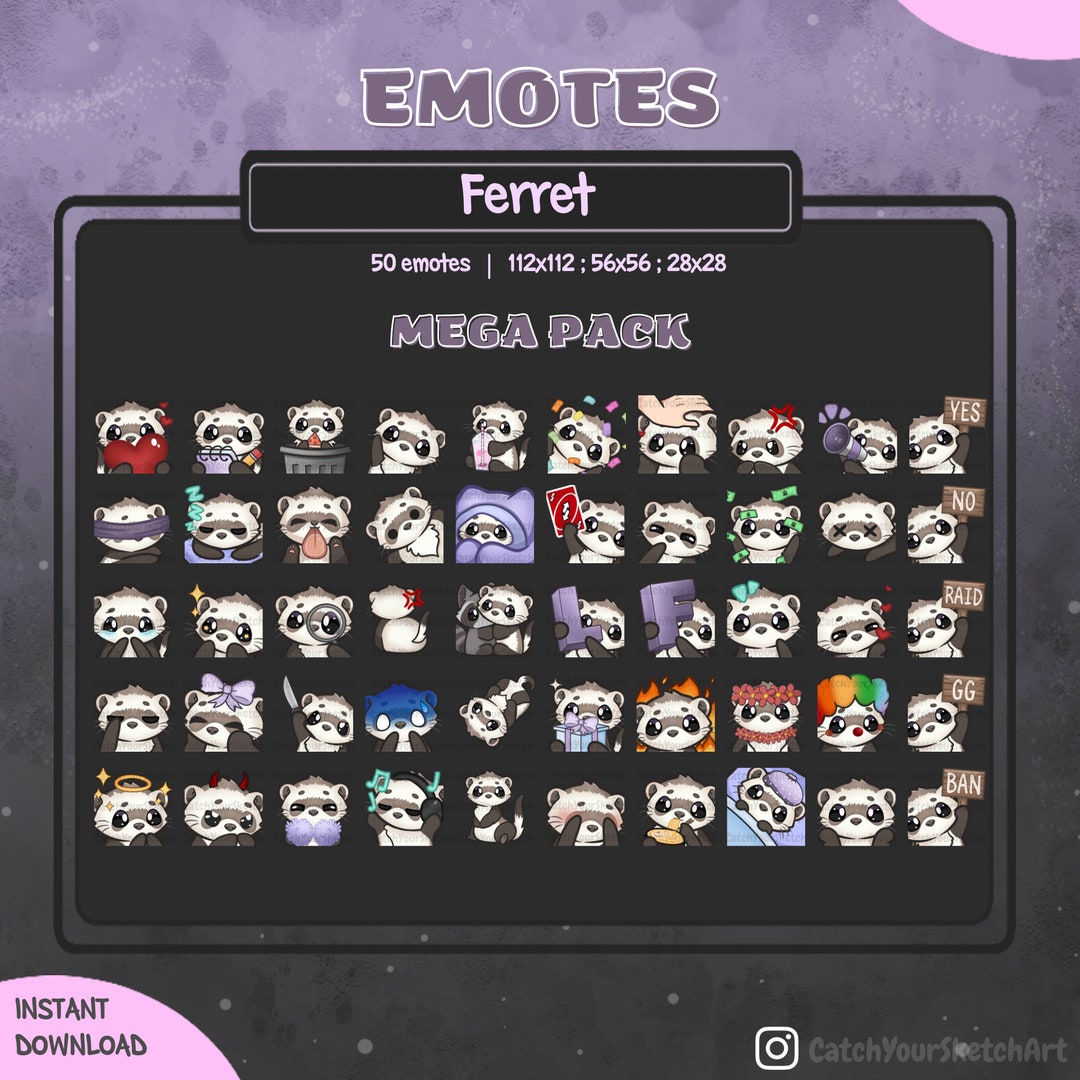 MEGA PACK Ferret Emotes L 50 Emotes L Twitch and Discord L Digital ...