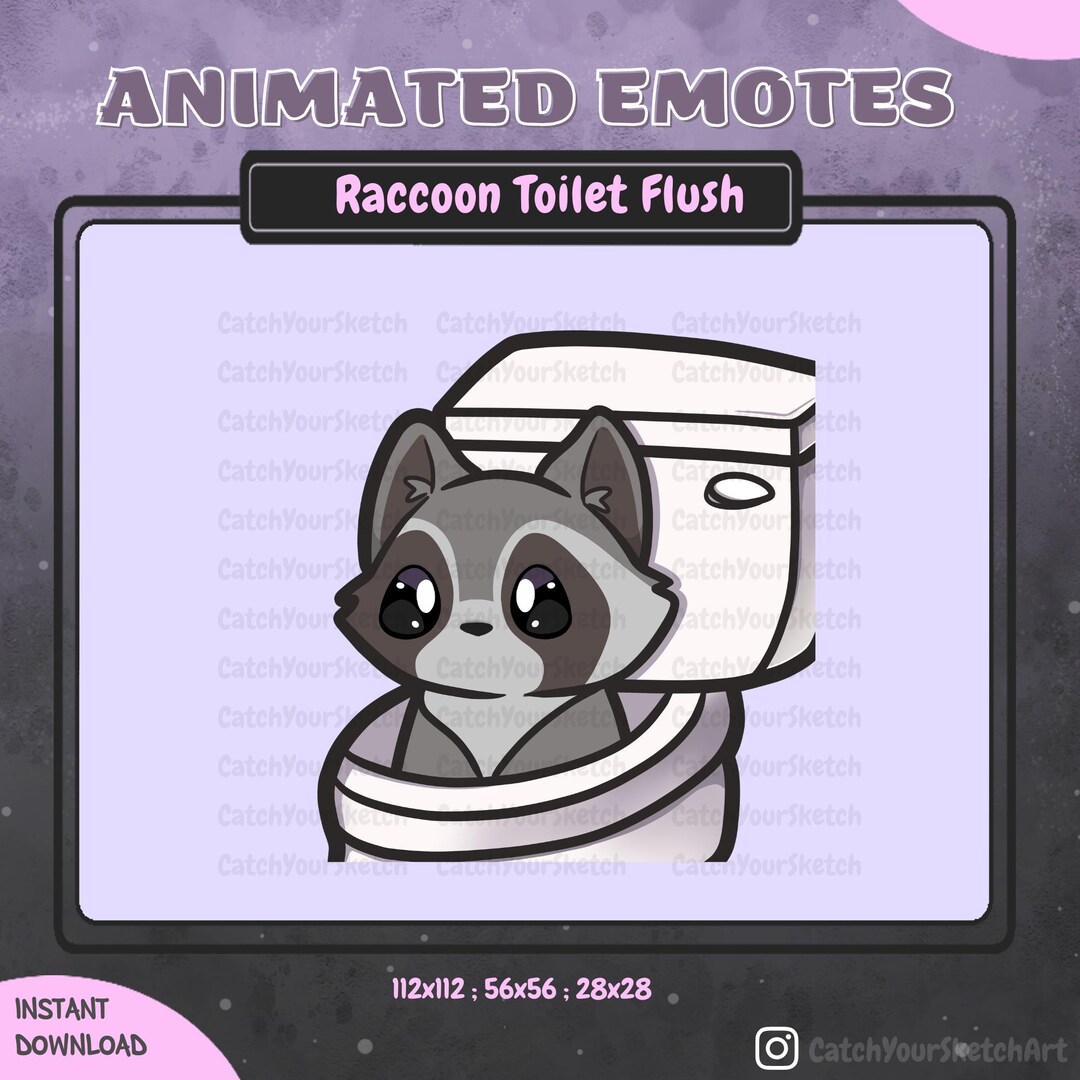 ANIMATED Toilet Raccoon Emote | Skibidi Toilet Flush Bathroom | GIF ...