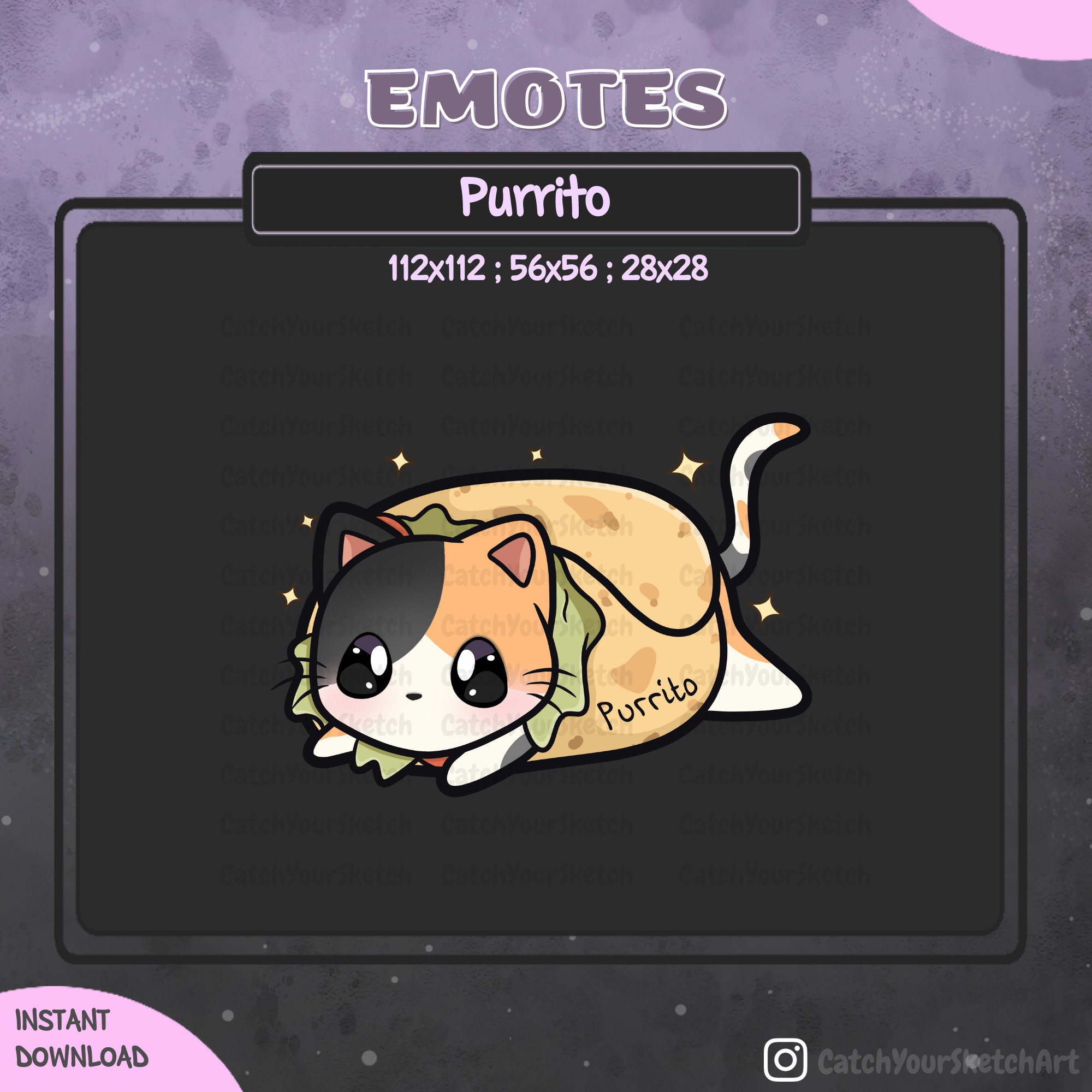 Cute Purrito Emote | Cat Calico Burrito Food | for Twitch, Discord and ...