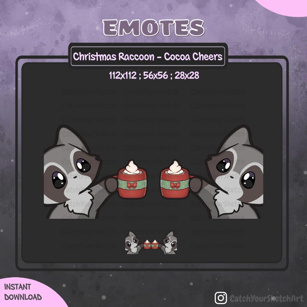 Raccoon Choco Cheers Emote – Christmas Chibi Animal for Twitch and ...