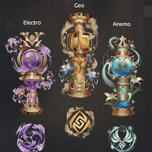 Genshin Impact Anemo, Geo, Electro Gnosis 3 Charm - Etsy