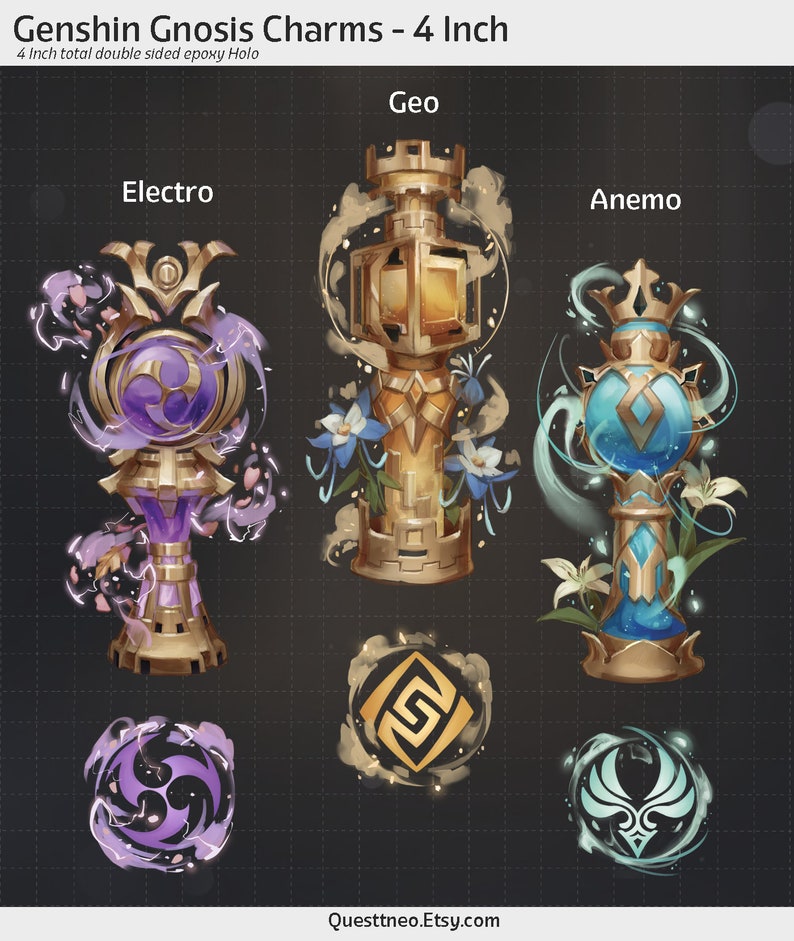 Genshin Impact Anemo Geo Electro Gnosis B Graded Series - Etsy