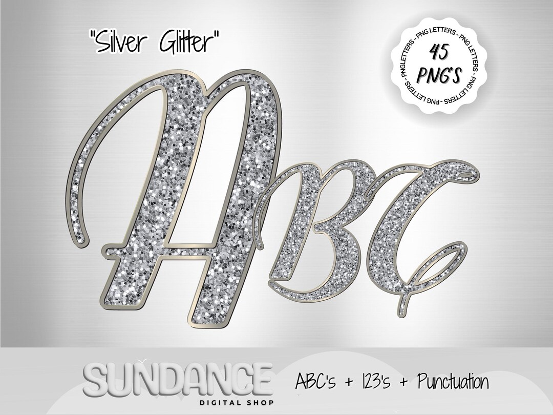 Silver Glitter PNG Letters Digitally Downloadable PNG Alphabet Font ...