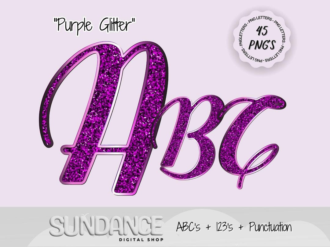 Purple Glitter PNG Letters Digitally Downloadable PNG Alphabet Font ...