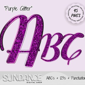 Purple Glitter PNG Letters Digitally Downloadable PNG Alphabet Font ...