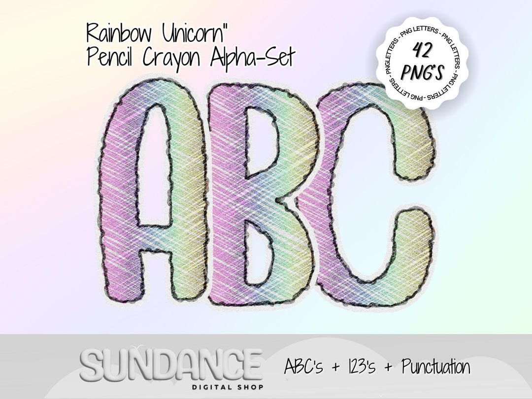 Pencil Crayon PNG Sticker Letters Digitally Downloadable PNG Alphabet ...