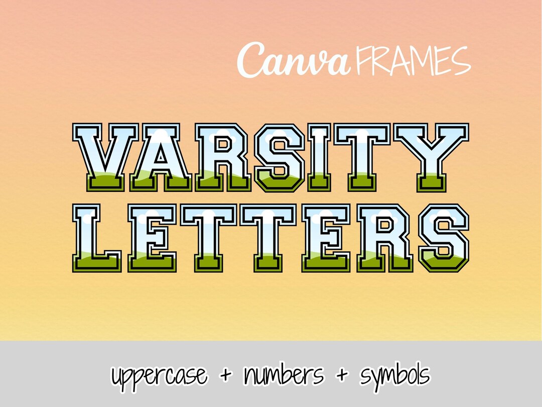 Varsity Letters Canva Frame Template Font Bundle Sublimation Bubble ...