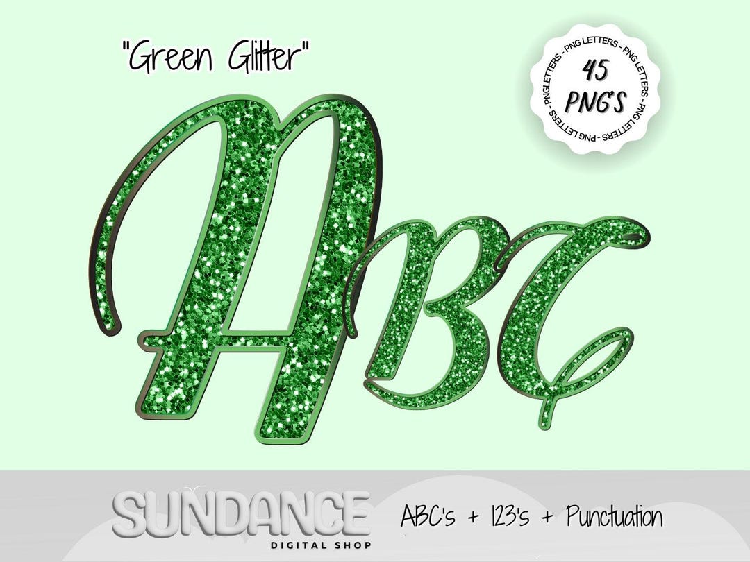 Green Glitter PNG Letters Digitally Downloadable PNG Alphabet Font ...
