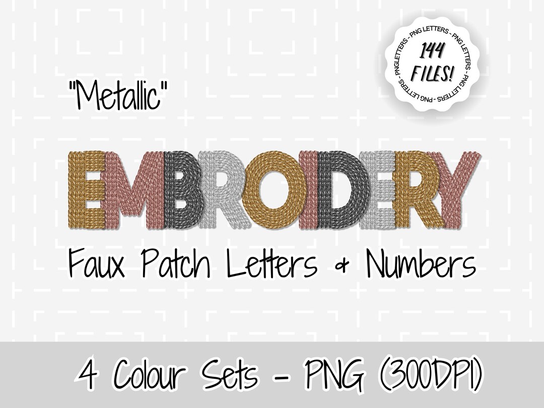Faux Embroidery Letters Digitally Downloadable PNG Alphabet Font Bundle ...