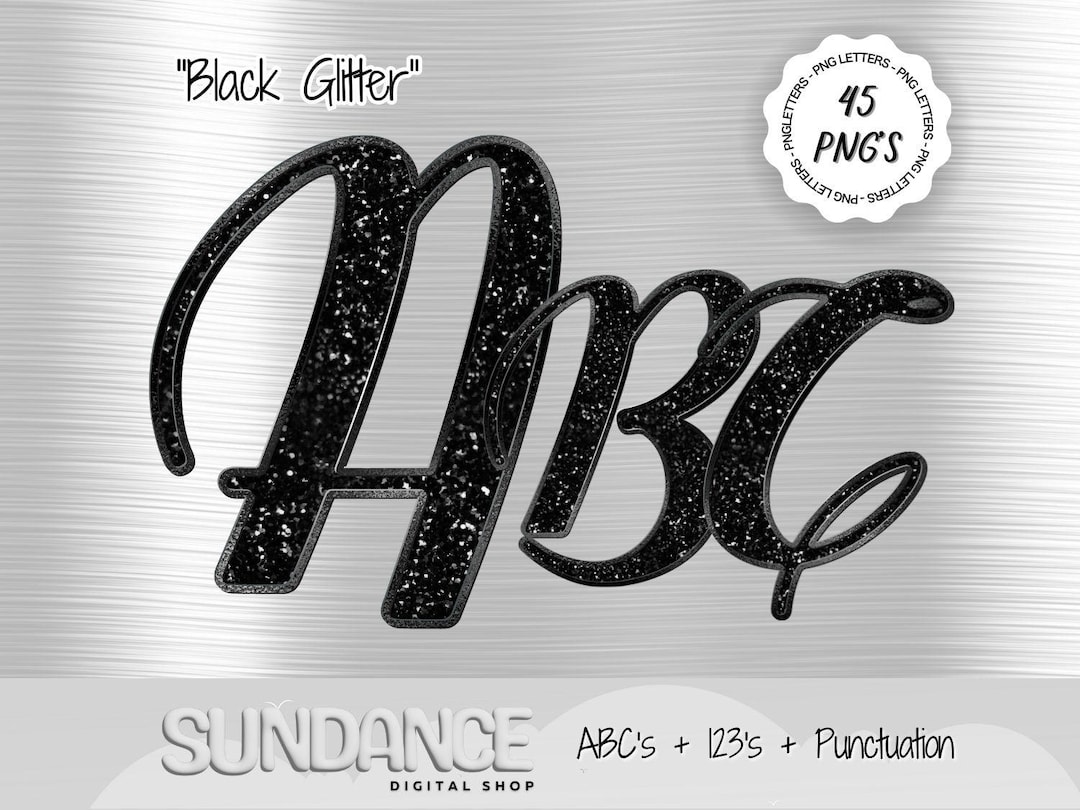 Black Glitter PNG Letters Digitally Downloadable PNG Alphabet Font ...