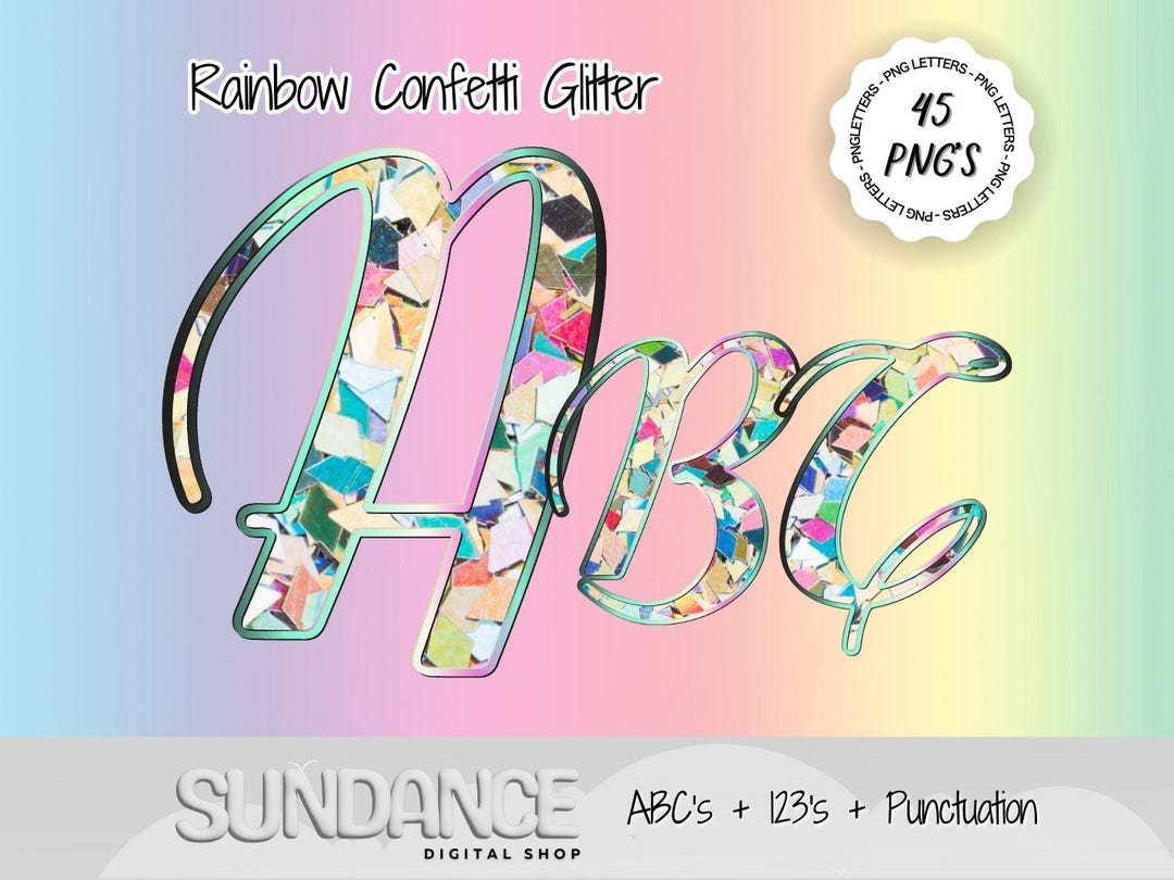 Rainbow Glitter PNG Letters Digitally Downloadable PNG Alphabet Font ...