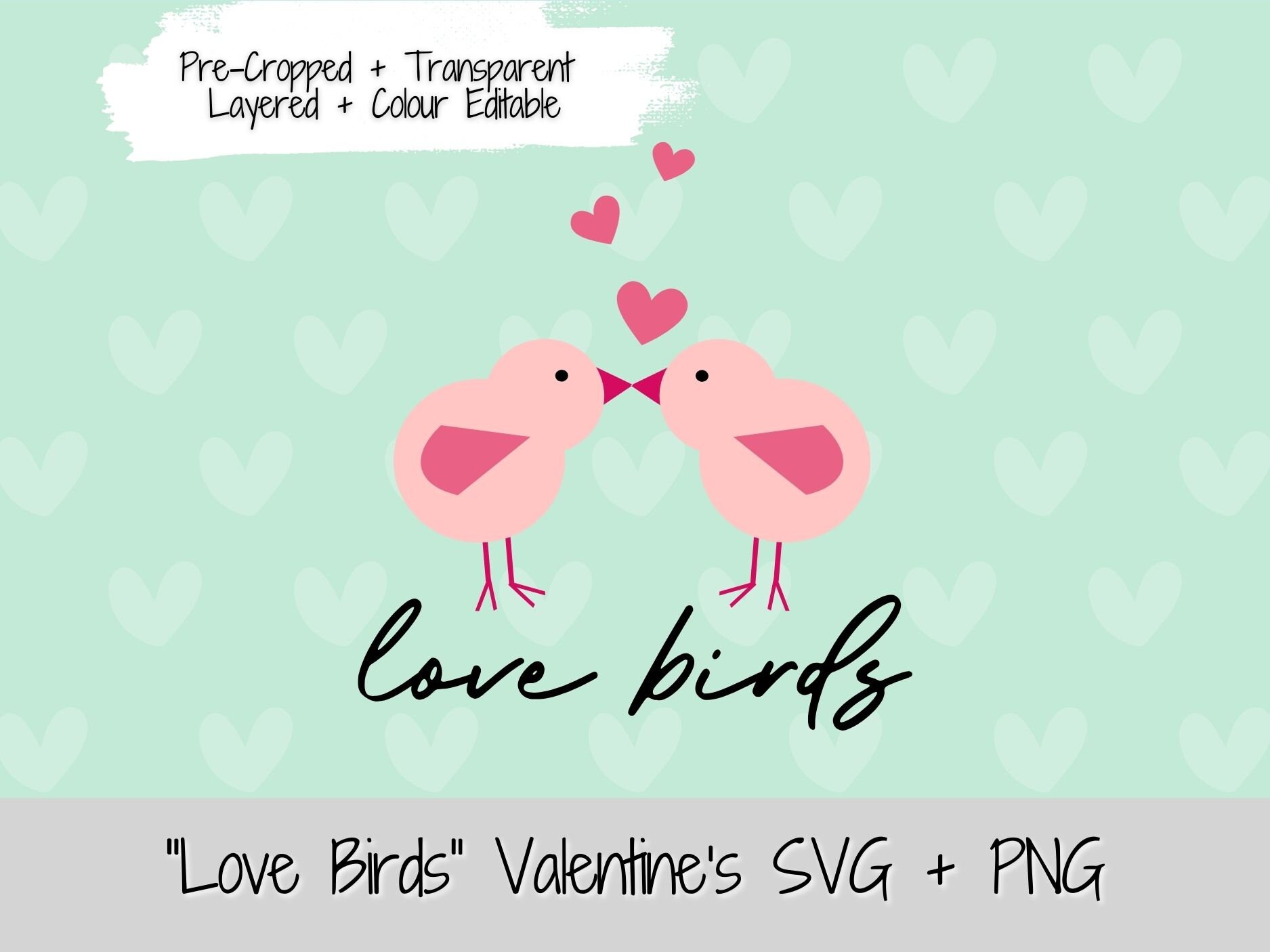 Valentines Day Love Birds SVG PNG Sublimation Design for Printing and ...