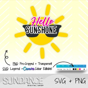 Hello Sunshine SVG PNG Clipart Sublimation Design Tshirt Gifts ...