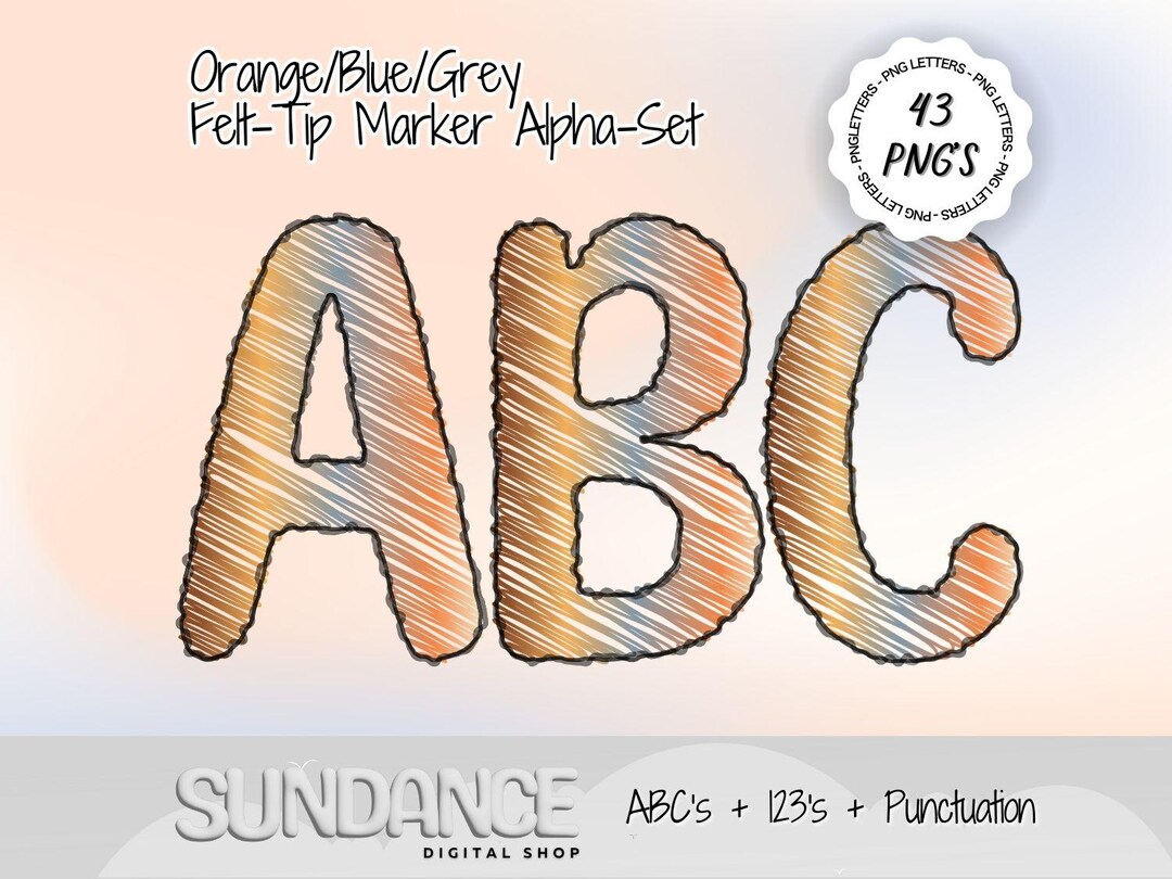 Felt Tip Marker PNG Sticker Letters Digitally Downloadable PNG Alphabet ...