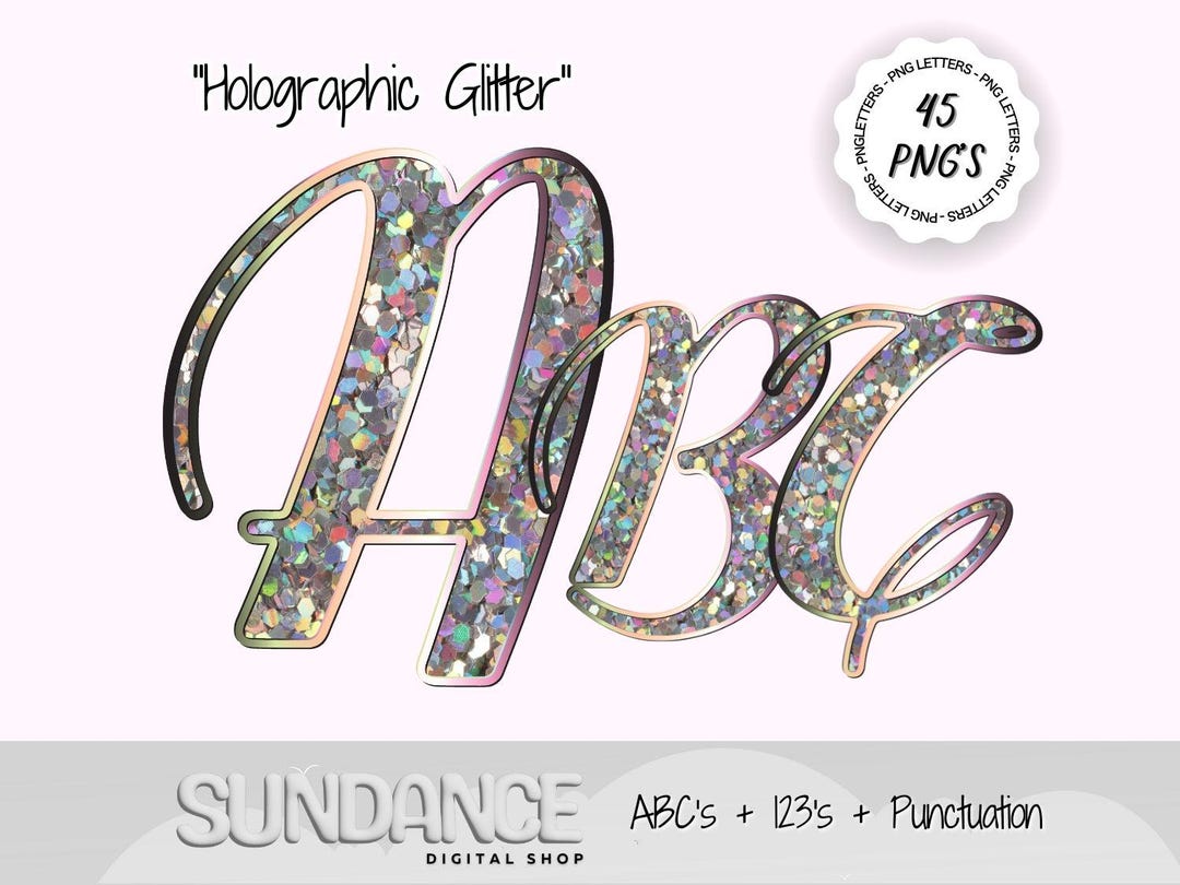 Holographic Glitter PNG Letters Digitally Downloadable PNG Alphabet ...
