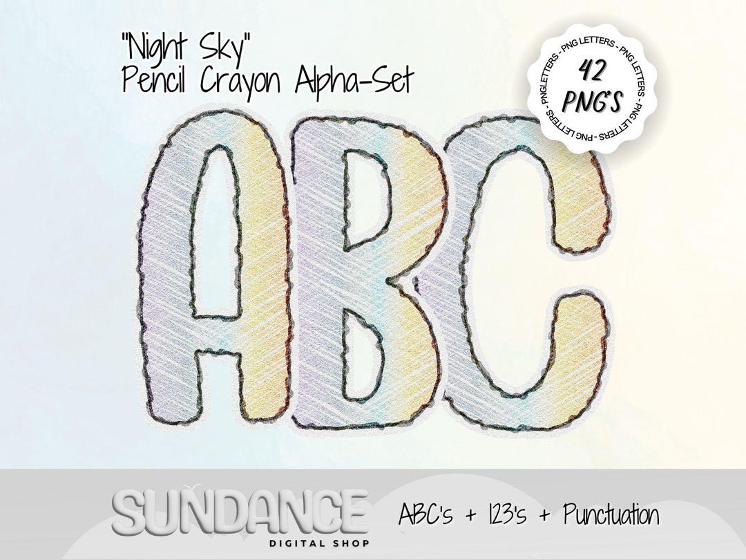 Pencil Crayon PNG Sticker Letters Digitally Downloadable PNG Alphabet ...