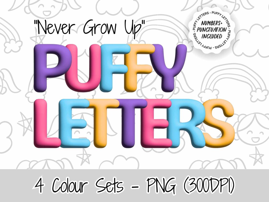3d Puffy Letters Digitally Downloadable PNG Alphabet Font Bundle ...