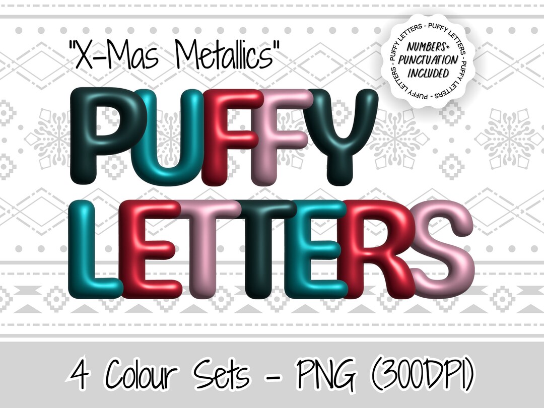 3d Puffy Letters Digitally Downloadable PNG Alphabet Font Bundle ...