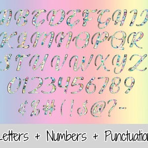 Rainbow Glitter PNG Letters Digitally Downloadable PNG Alphabet Font ...