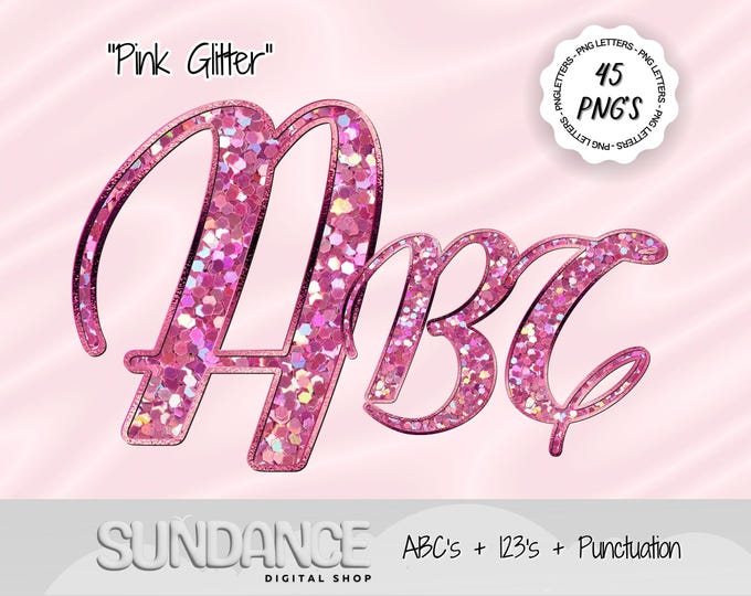Pink Glitter PNG Letters Digitally Downloadable PNG Alphabet Font ...