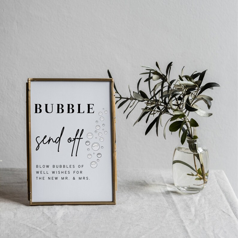 Minimalist Bubble Send-off Printable Event Sign Wedding - Etsy