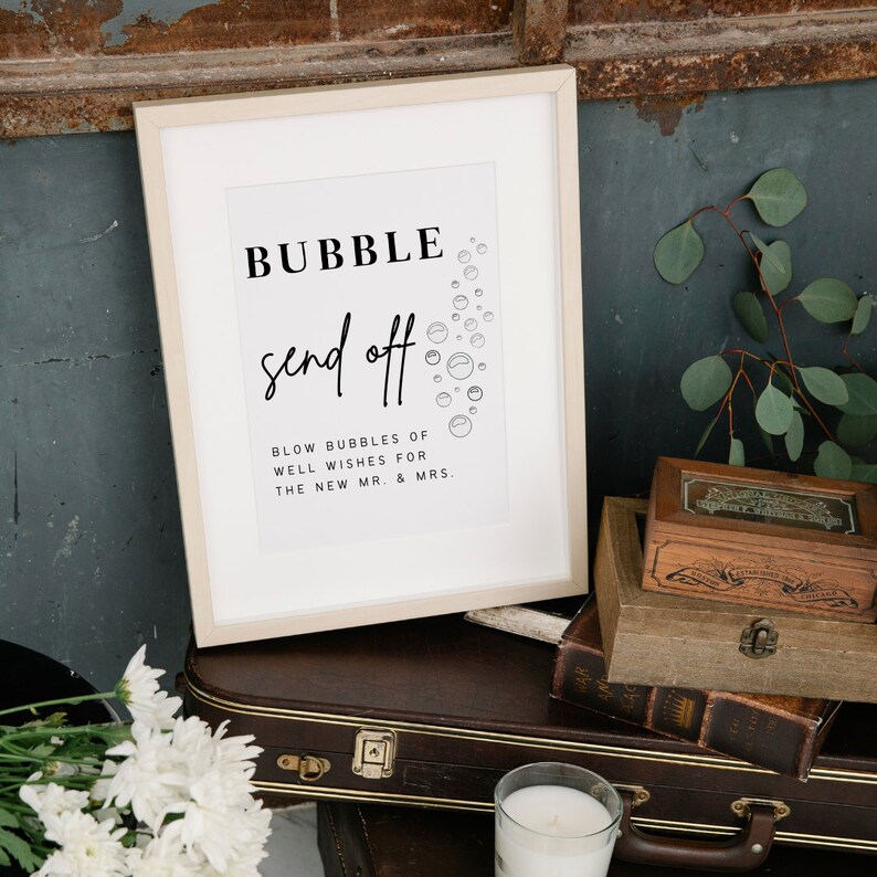 Minimalist Bubble Send-off Printable Event Sign Wedding - Etsy