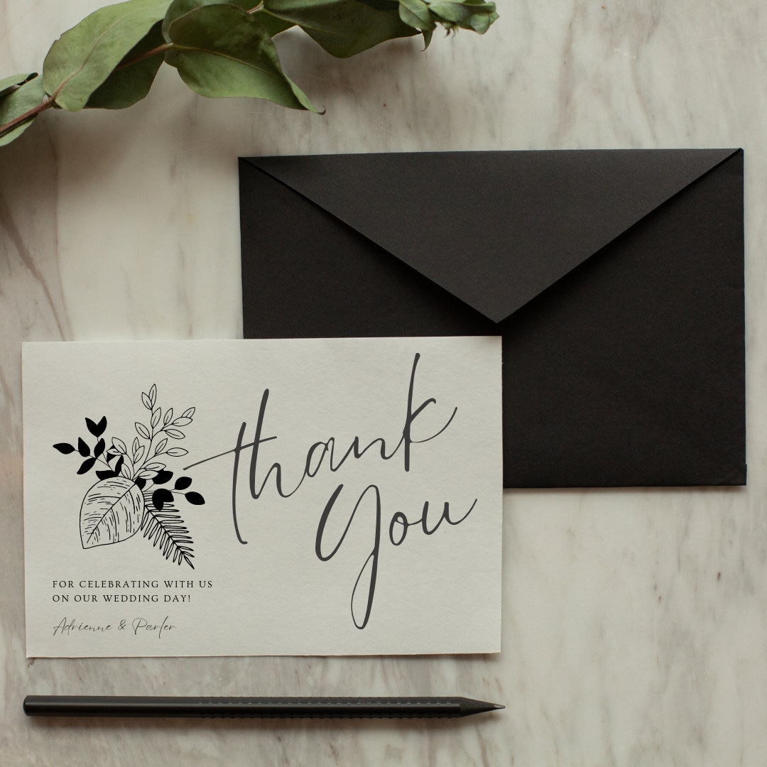 Wedding Thank You Card | Editable Template | Floral | Botanical ...