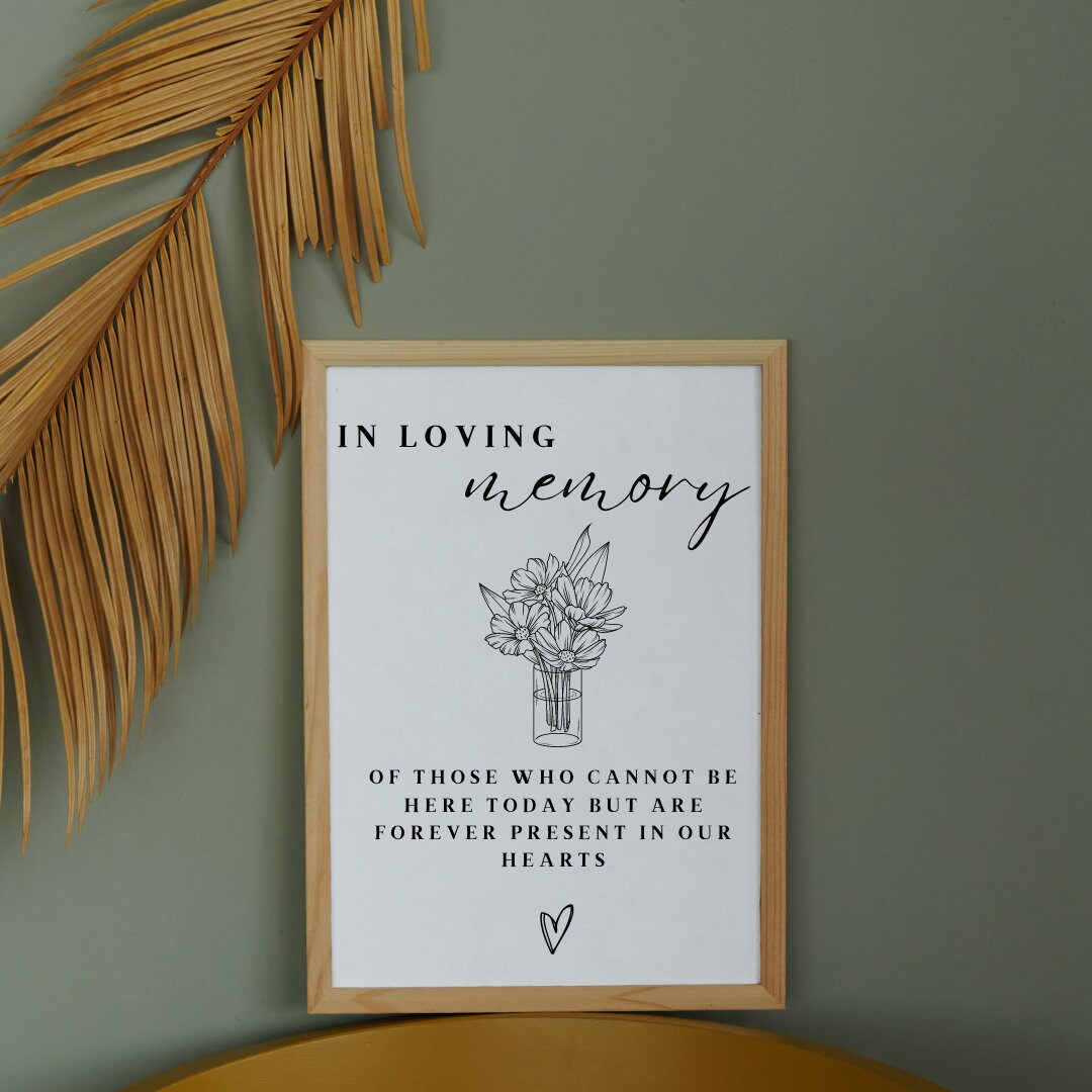 In Loving Memory Printable Event Sign Shower Sign - Etsy
