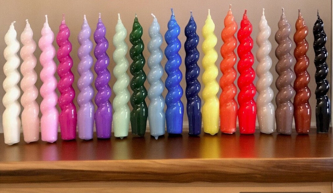 Spiral Taper Candle | Green Handmade Spiral Twisted | Twist Candles ...