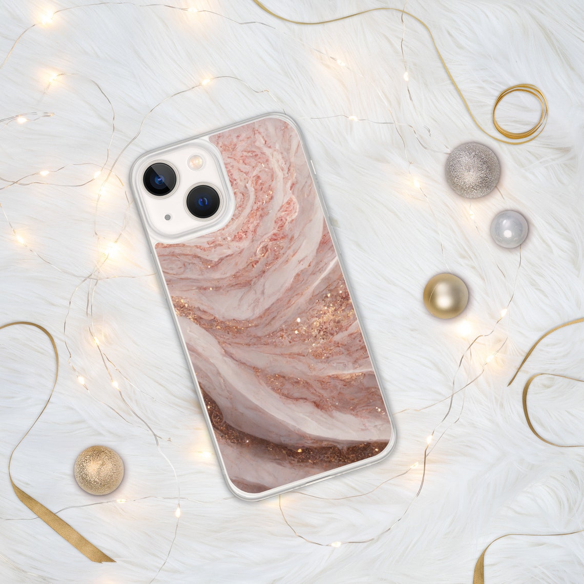 Rose Gold White and Gold Marble Iphone Compatible Case - Etsy