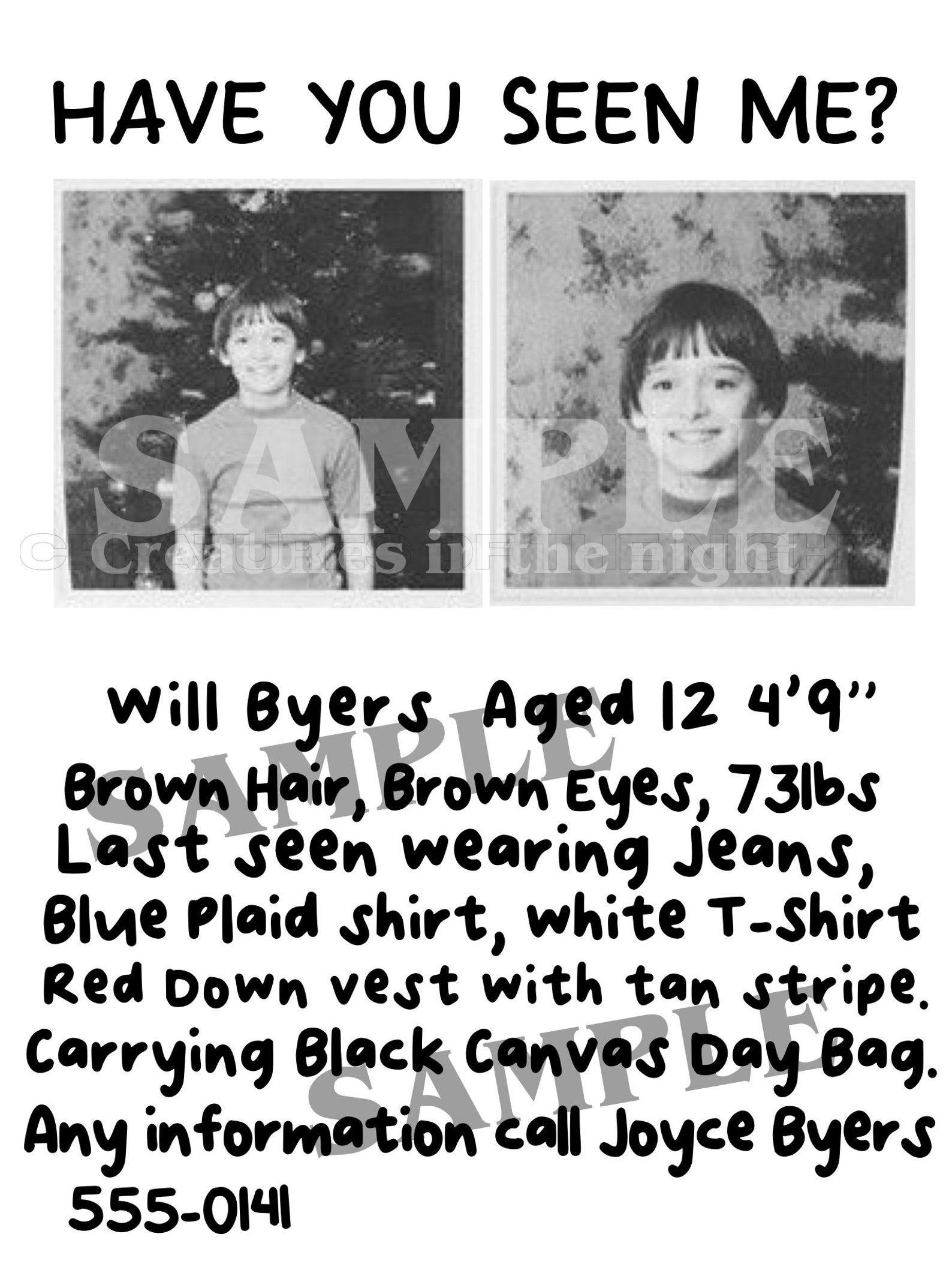 Will Byers Missing Poster Stranger Things Instant Digital Download Etsy