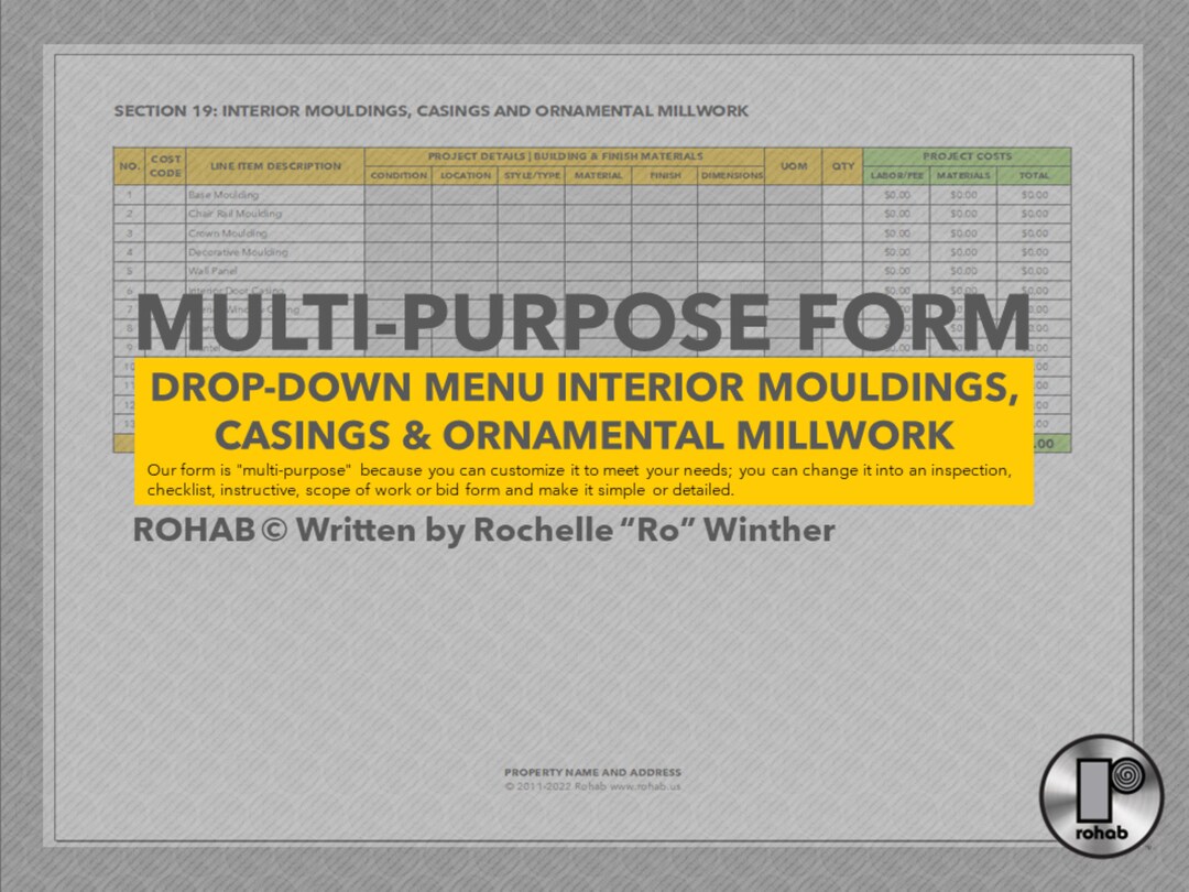 Interior Mouldings, Casings & Ornamental Millwork Construction Form ...