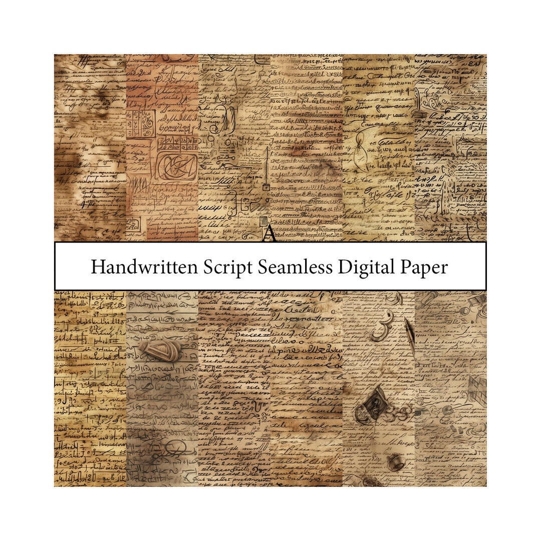 Seamless Hand Written Script Digital Paper - Etsy