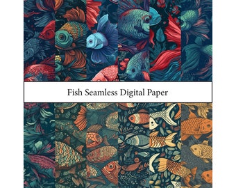 Tropical Reef Fish Seamless Pattern Digital Download, Commercial Use ...