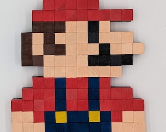Super Mario 1UP 8-bit Wooden Pixel Art - Etsy