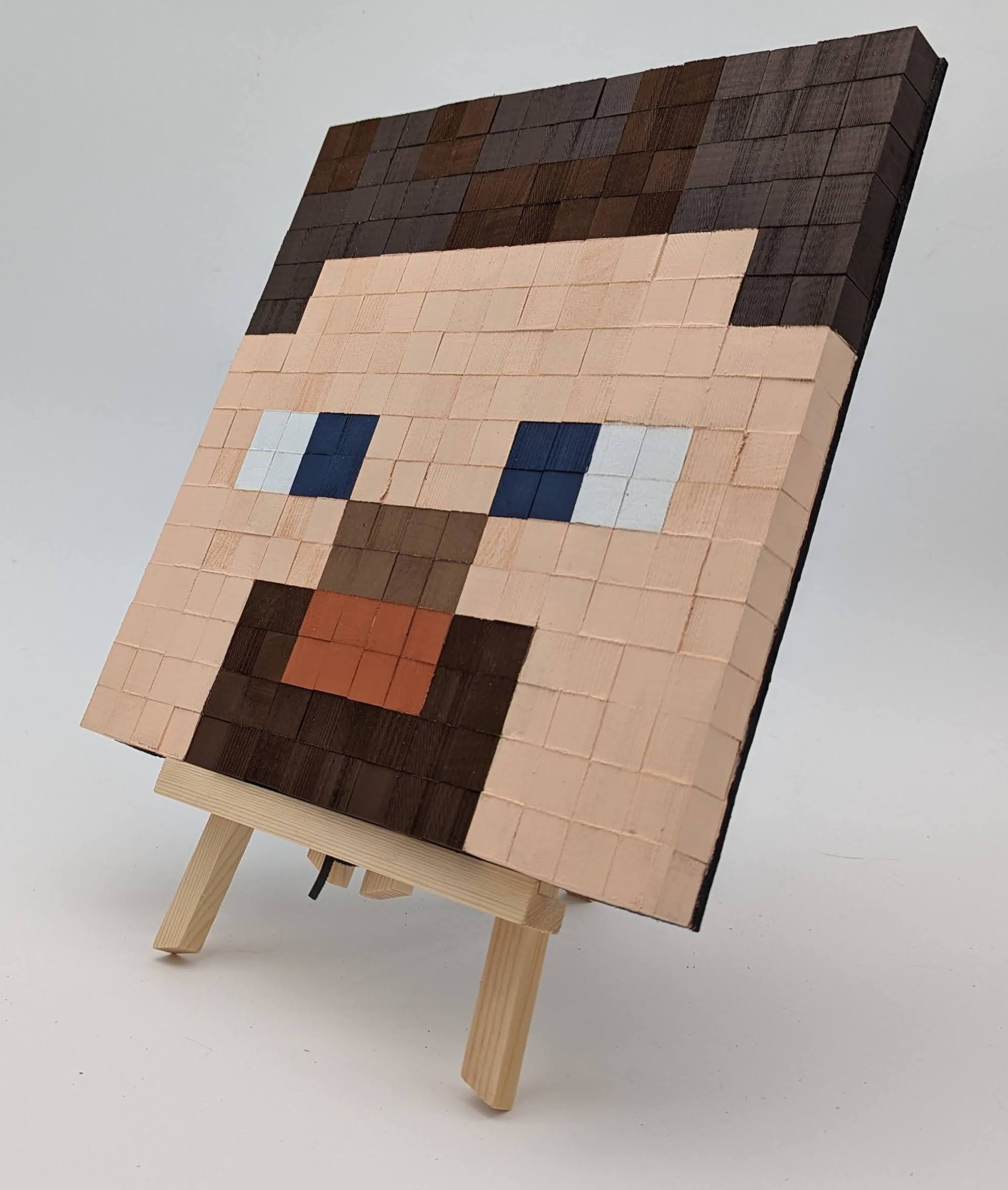 Minecraft Steve 8-bit Wooden Pixel Art - Etsy