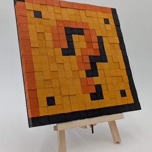 Super Mario Mystery Block 8-bit Wooden Pixel Art - Etsy