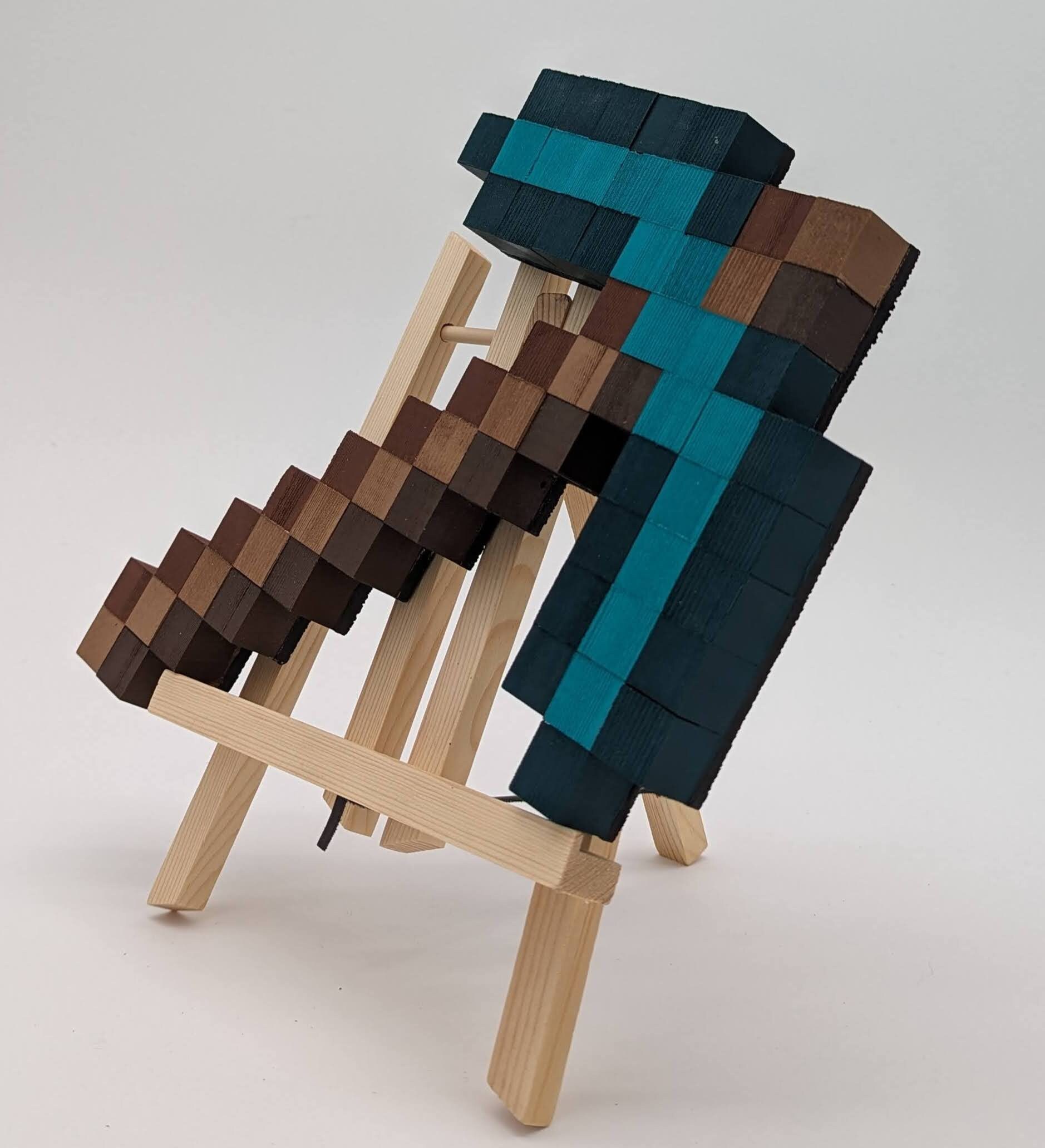 Diamond Pickaxe 8-bit Wooden Pixel Art - Etsy