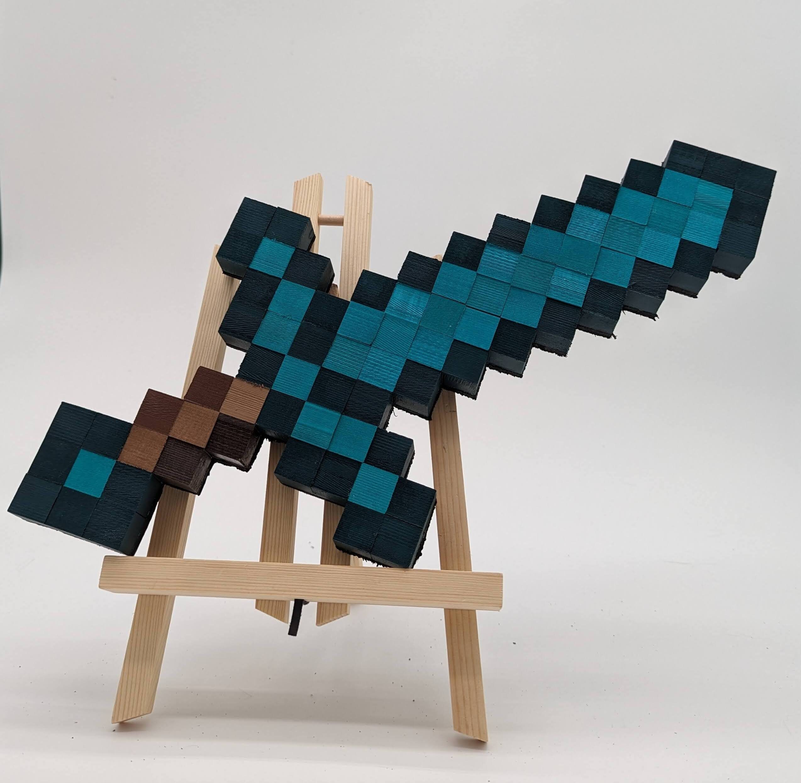 Diamond Sword 8-bit Wooden Pixel Art - Etsy