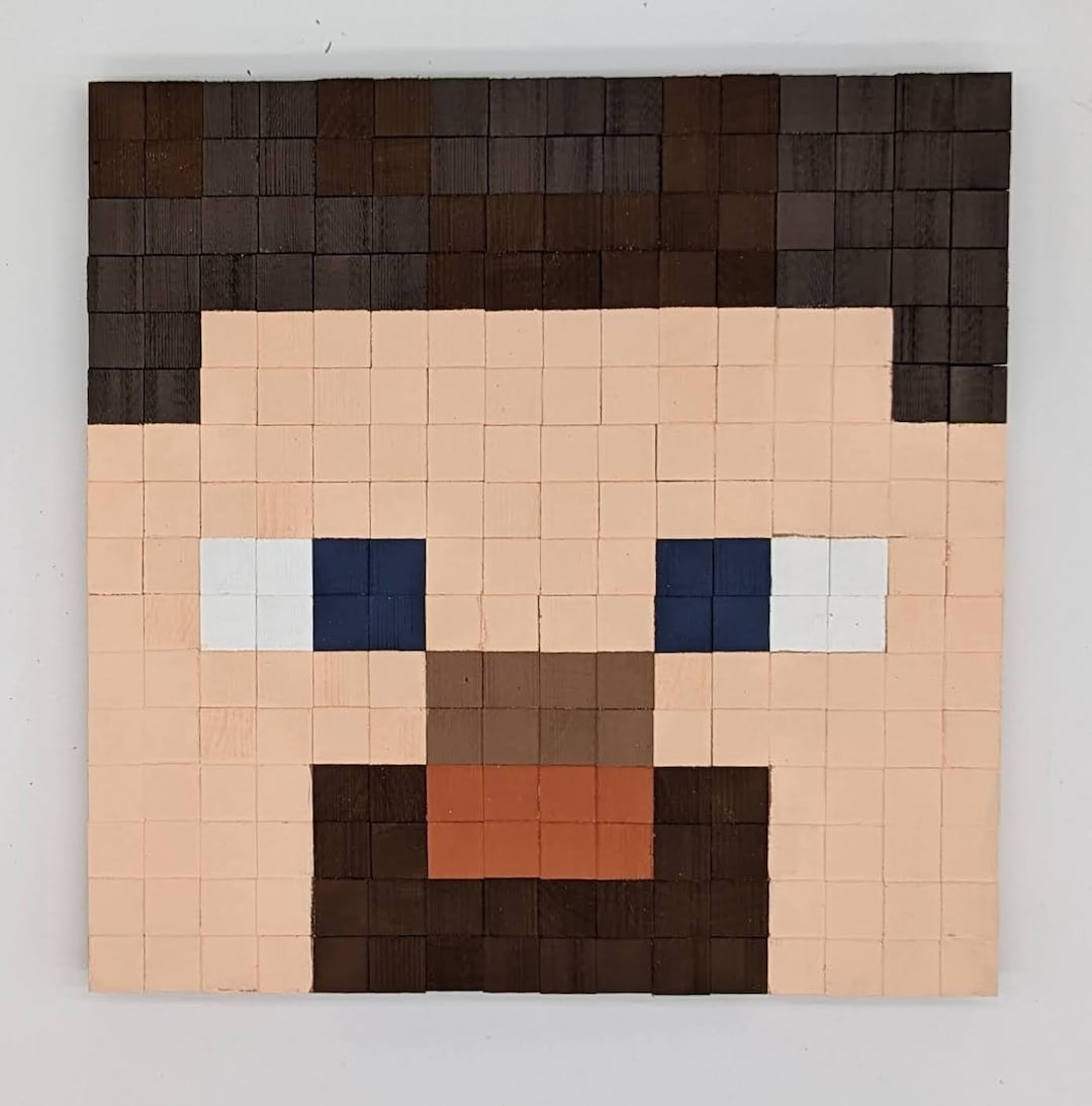 Minecraft Steve 8-bit Wooden Pixel Art - Etsy